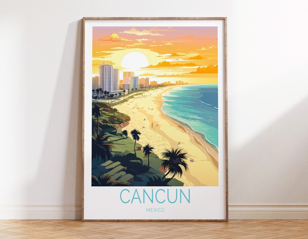 Cancun Coastal Travel Poster, Mexico Cancun Travel Poster, Cancun ...