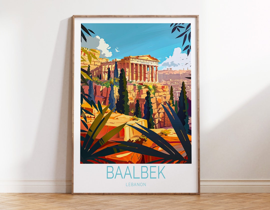 Baalbek Lebanon Travel Poster, Lebanon Wall Art, Baalbek Travel Wall ...