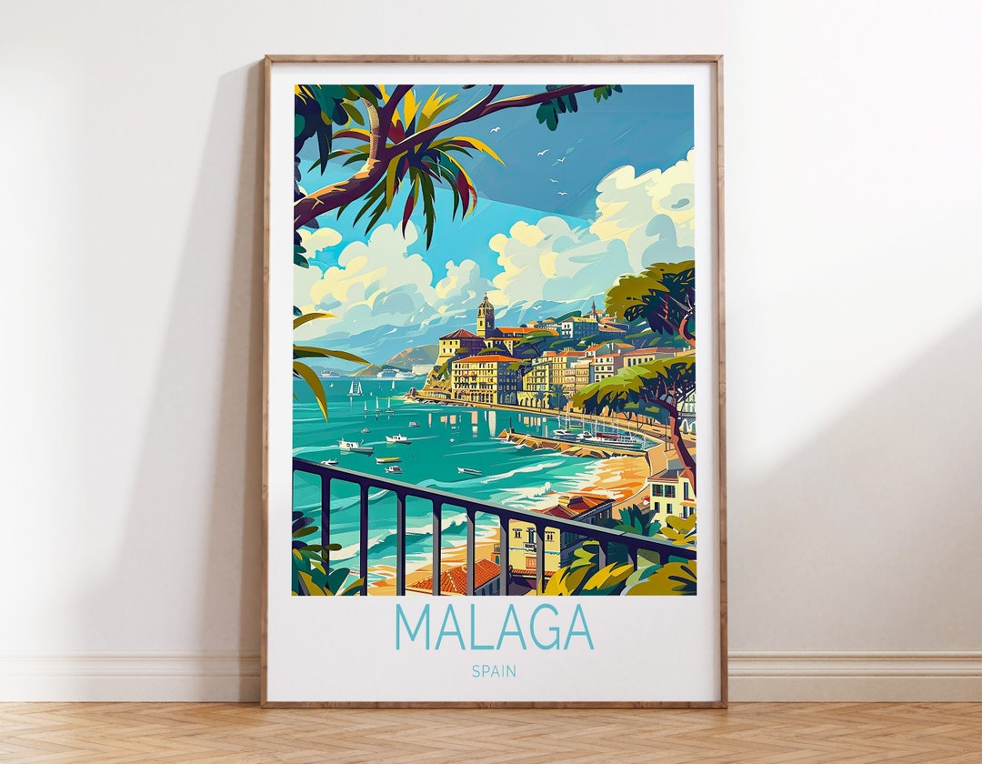Malaga Spain Travel Poster, Spain Travel Gift, Malaga Travel Wall Decor ...
