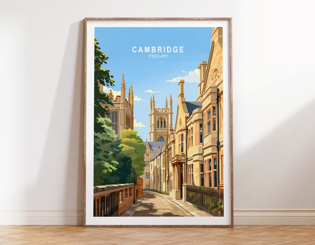 Cambridge Travel Poster, England Poster, Cambridge Travel Print Wall ...