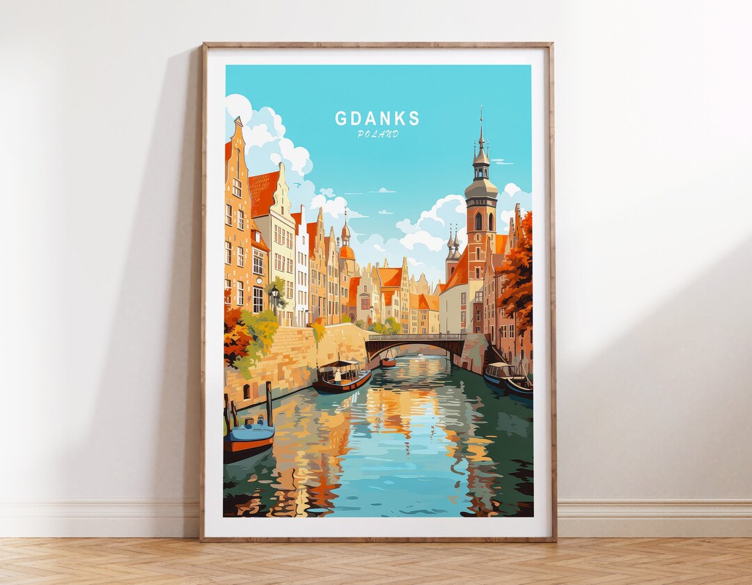 Gdansk Travel Poster, Gdansk Print, Poland Art Print, Gdansk Wall Art ...