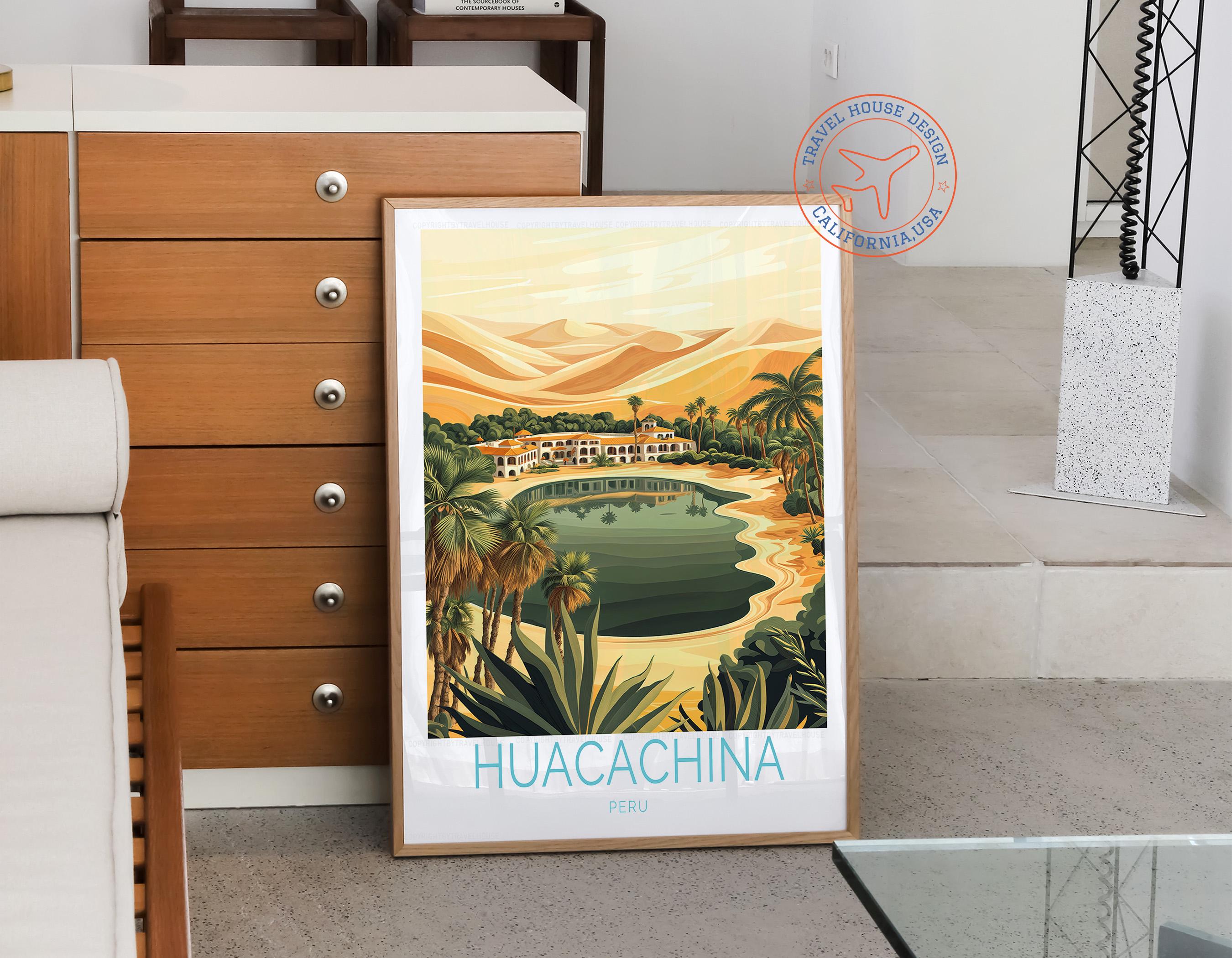 Huacachina Peru Travel Poster, Peru Travel Print, Huacachina Travel ...