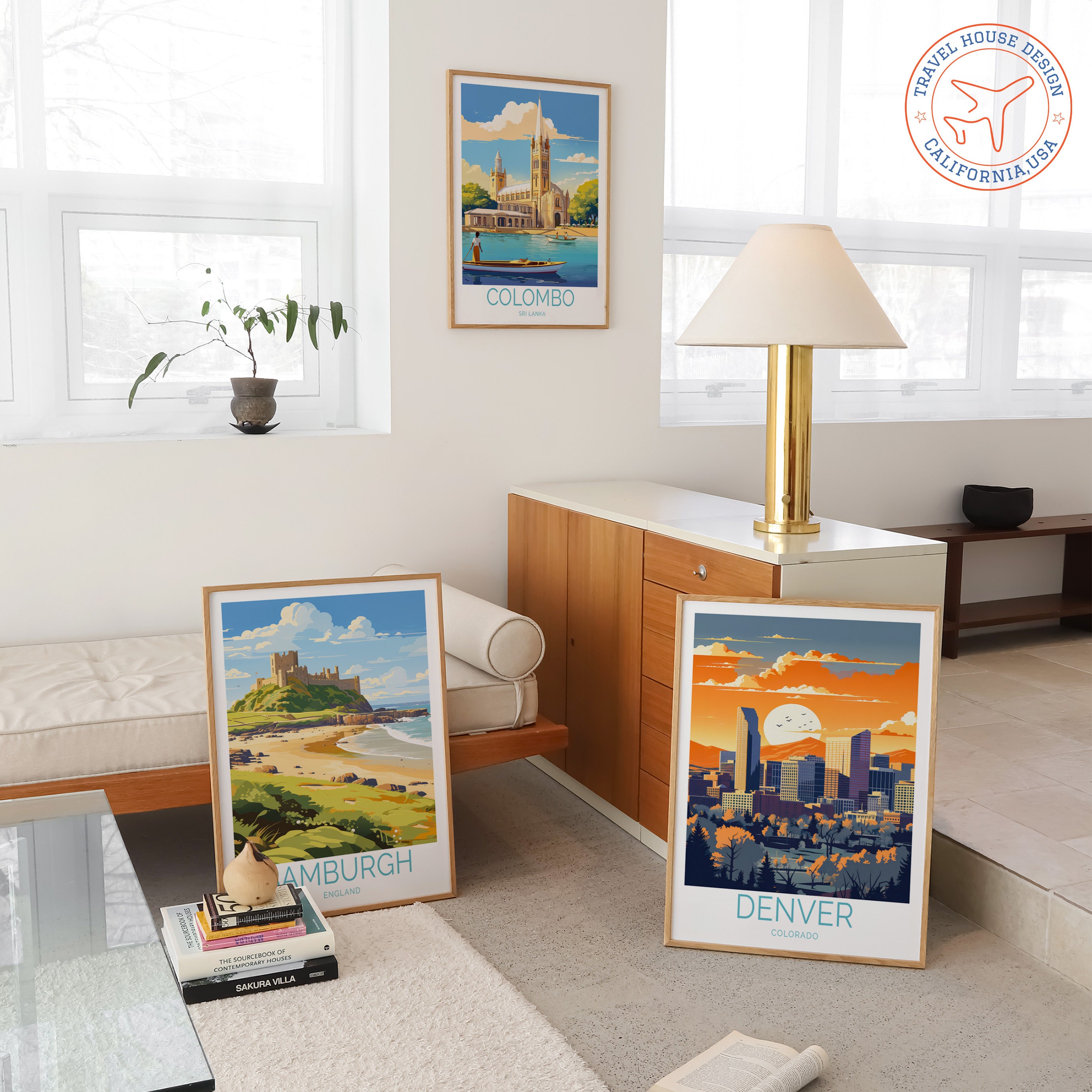 Denver Colorado Travel Poster – Rocky Mountains Sunset Skyline Art ...