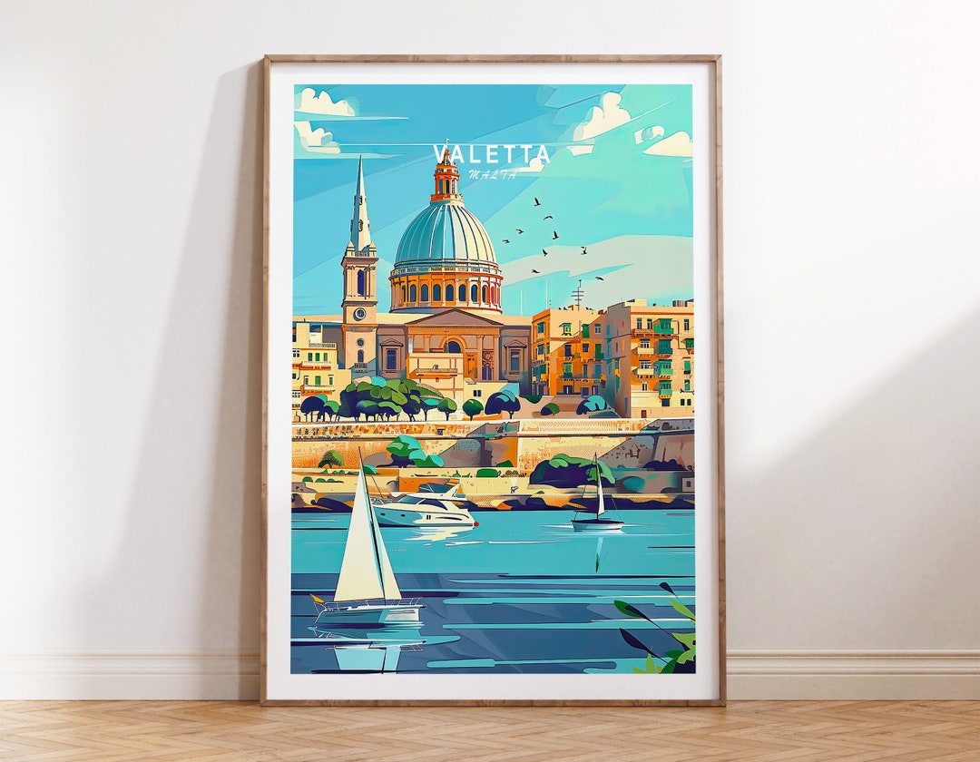 Valetta Malta City Travel Poster, Valetta Wall Art, Malta Coast Travel ...