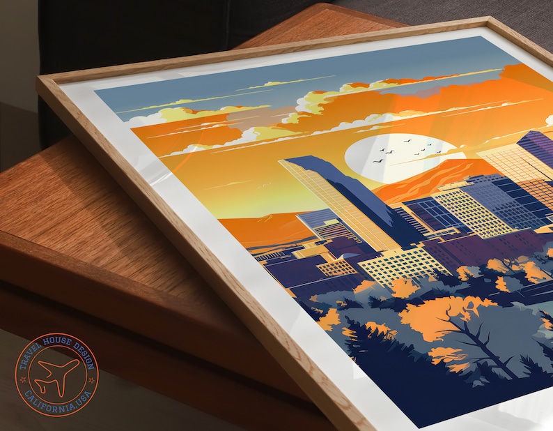 Denver Colorado Travel Poster – Rocky Mountains Sunset Skyline Art ...