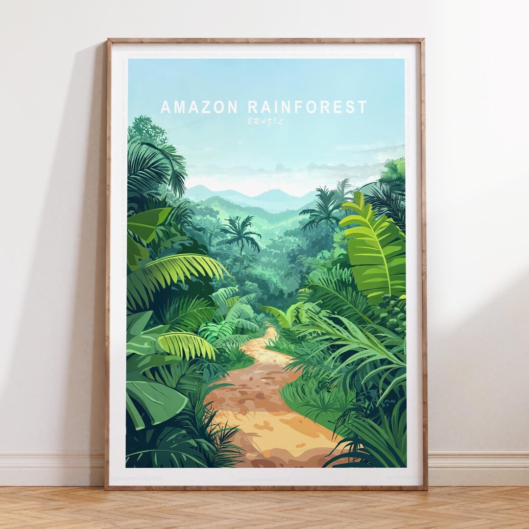 Amazon Rainforest Travel Poster, Amazon Rainforest Brazil Travel Wall ...