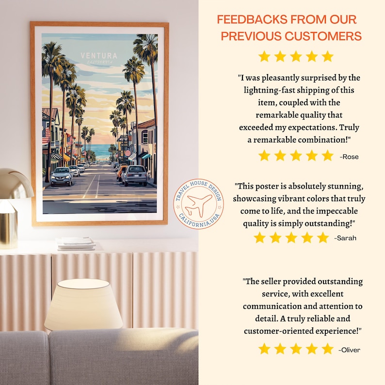 Ventura California Travel Poster, California Travel Wall Art, Ventura ...