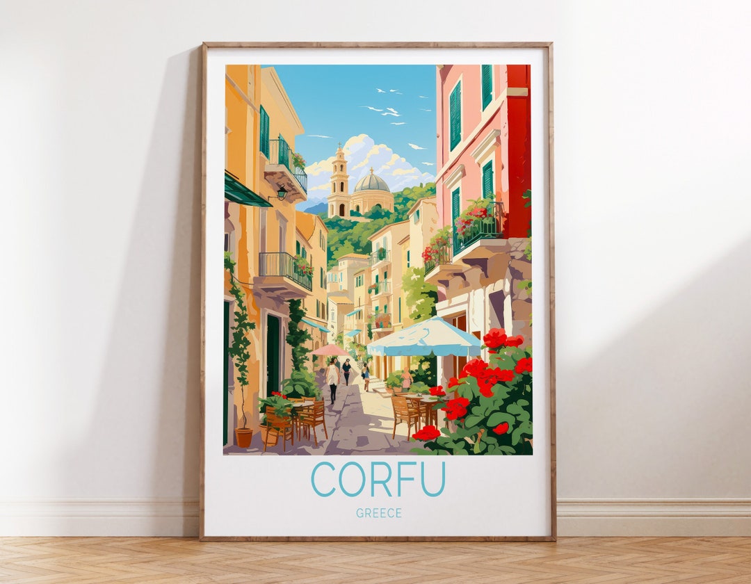 Corfu Greece Travel Poster, Corfu Coastal Wall Art, Greece Travel Gifts ...