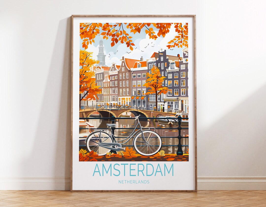 Amsterdam Netherlands Travel Poster, Netherlands Print, Amsterdam ...