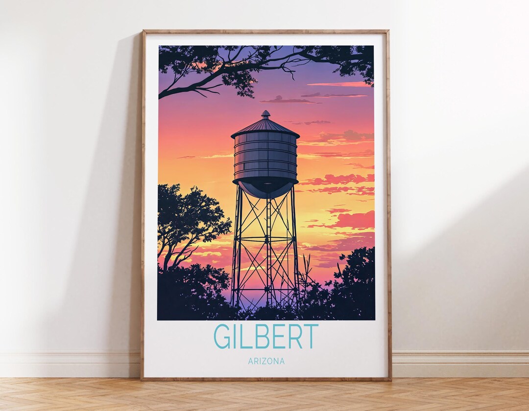 Gilbert Arizona Travel Poster, Gilbert Wall Art, Arizona Travel Print ...