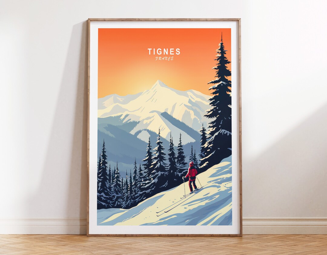 Tignes France Travel Poster, Tignes Poster, France Ski Travel Wall Art ...