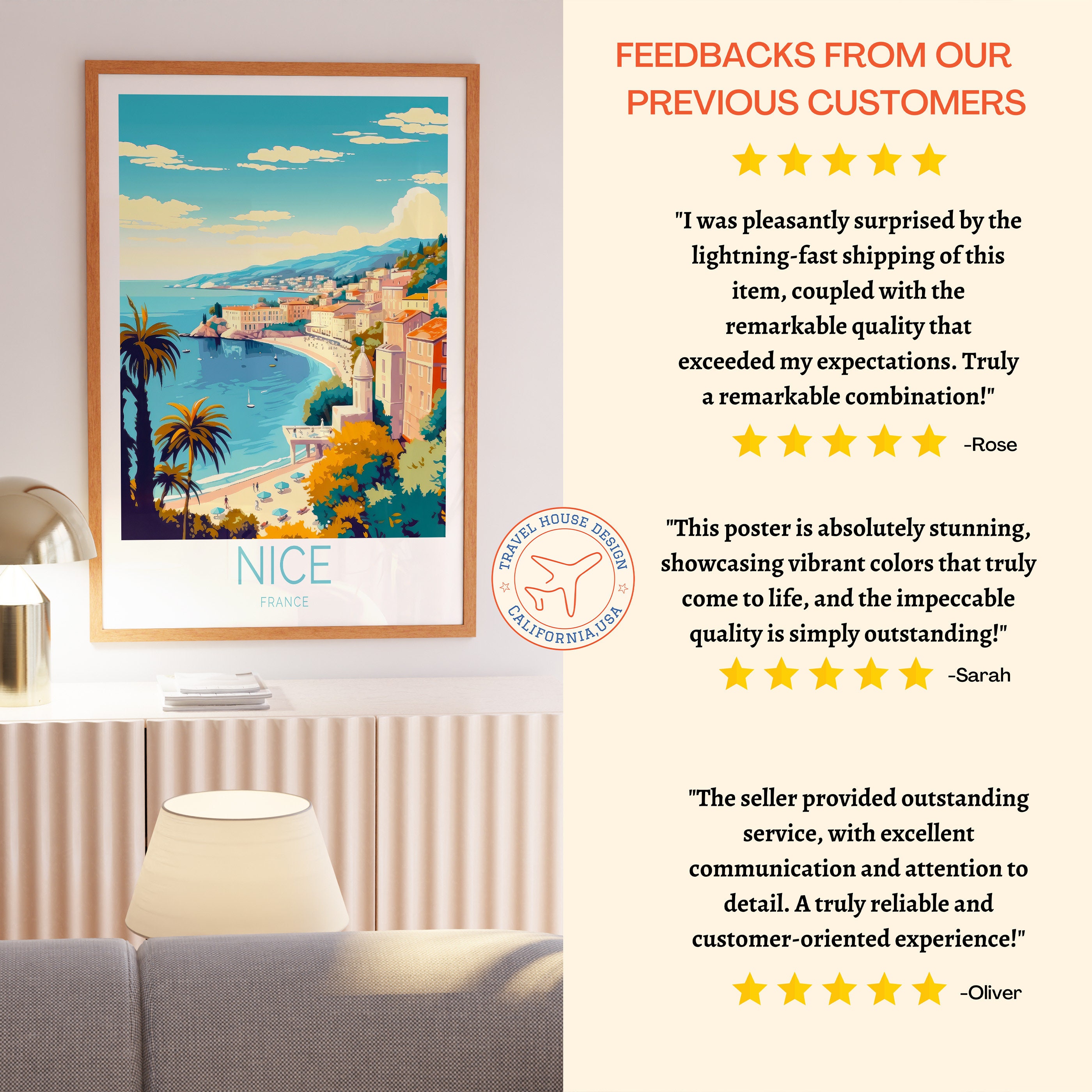 Nice France French Riviera Travel Poster Nice Coastal Poster, Nice ...