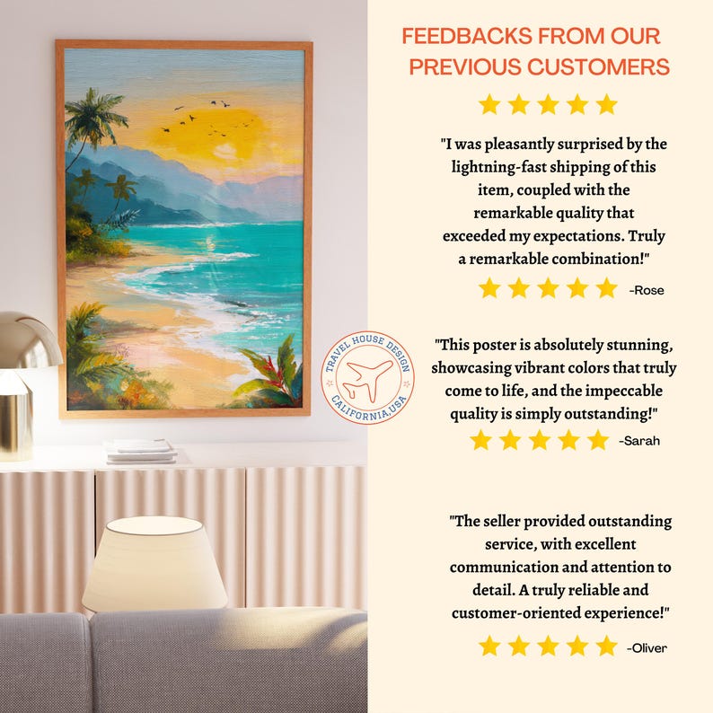 Jamaica Caribbean Art, Tropical Beach Oil Painting Print, Island Sunset ...