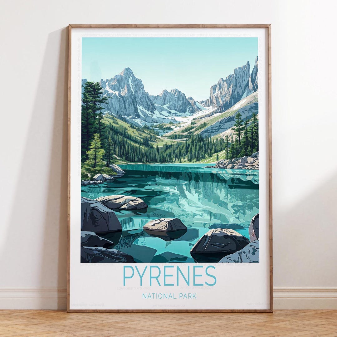 Pyrenees National Park Travel Poster, National Park Travel Print ...