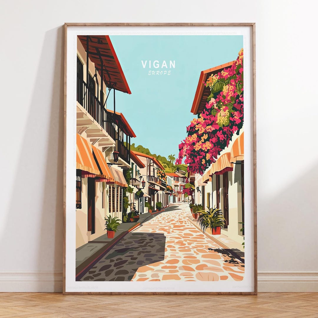Vigan Travel Poster, Vigan Philippines Travel Print, Philippines Wall ...