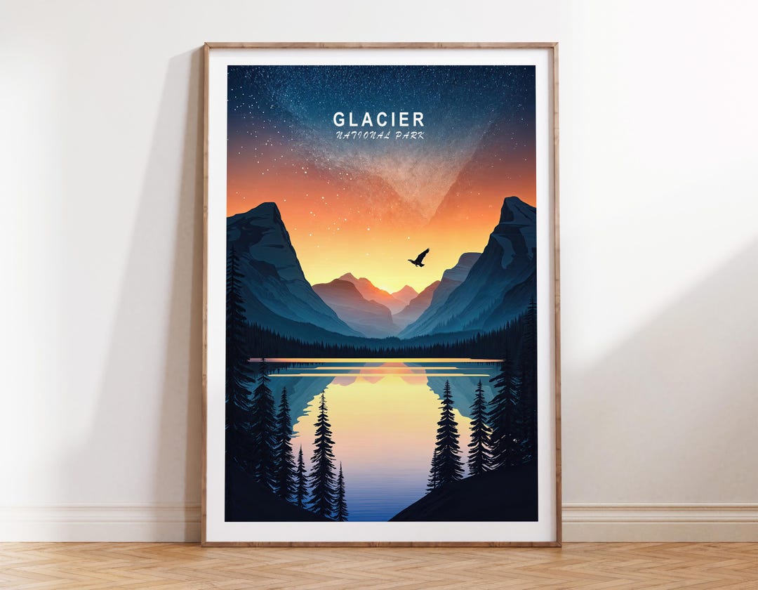 Glacier National Park Poster, Glacier National Park Travel Wall Art ...