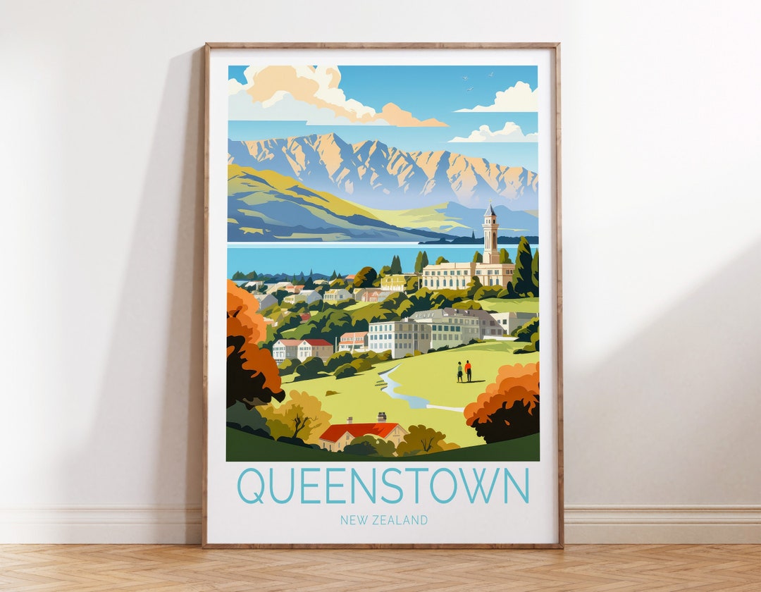 Queenstown New Zealand Travel Poster, Queenstown New Zealand Poster ...