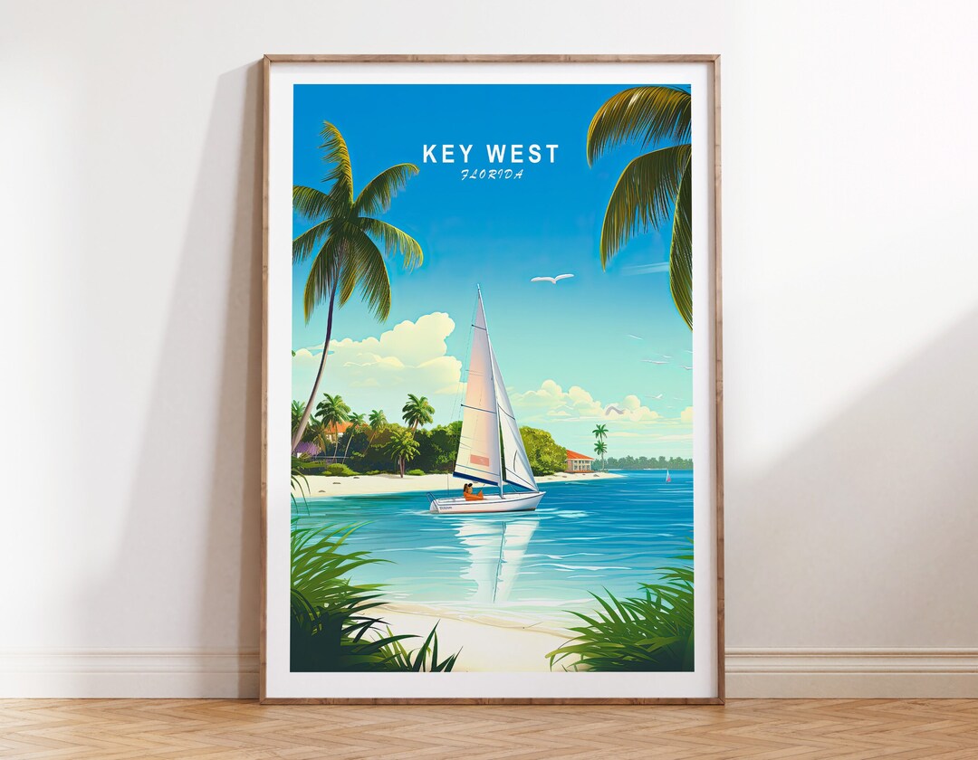Key West Florida City Travel Print, Florida Holiday Poster, Key West ...