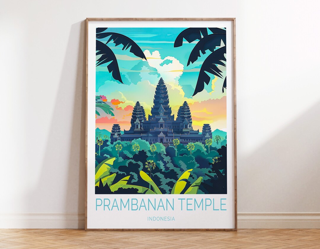 Prambanan Temple Travel Print, Indonesia Prambanan Temple Poster Wall ...