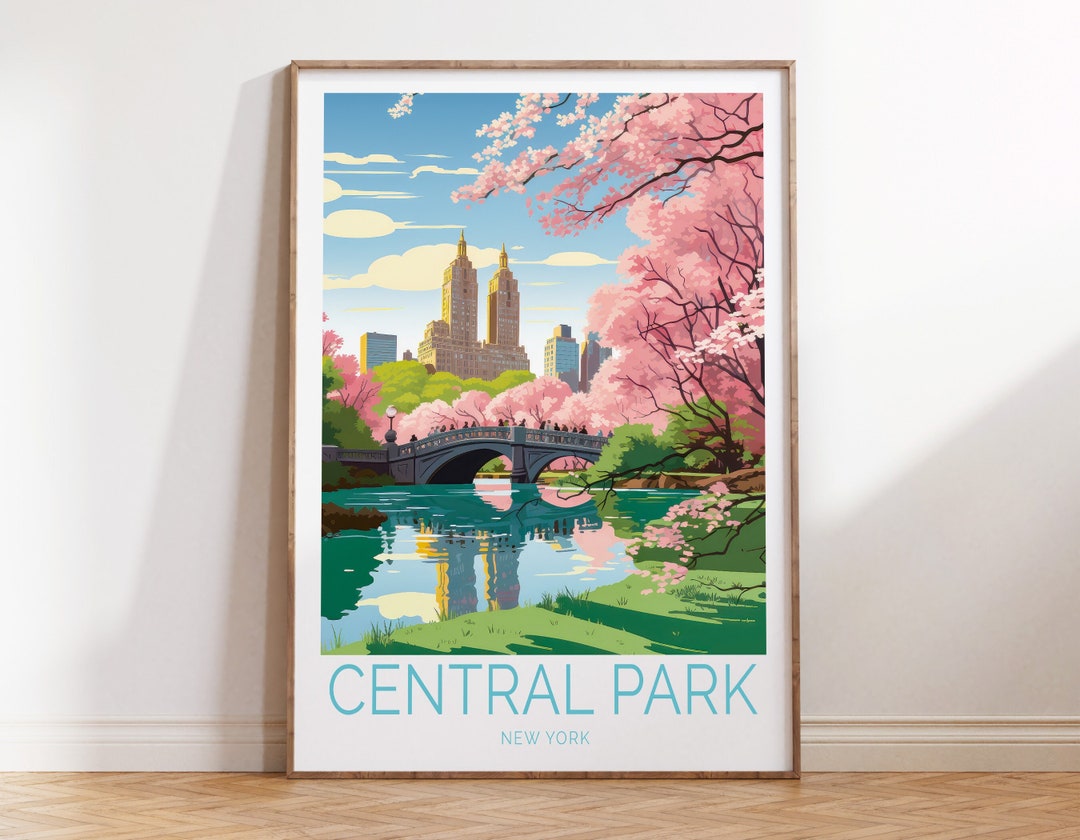 Central Park New York Travel Poster, Central Park New York Travel Wall ...