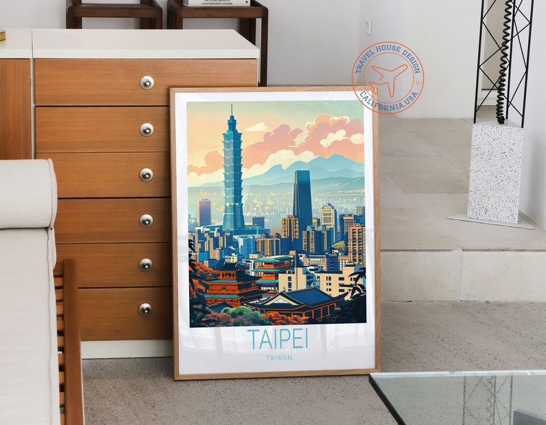 Taipei Taiwan Travel Poster, Taiwan Wall Art, Taipei City Print, Custom ...