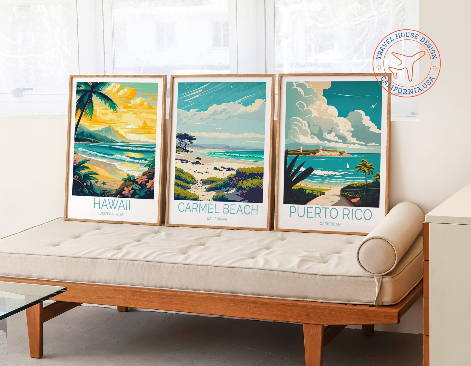 Carmel Beach California Travel Poster, Carmel Beach Big Sur Coastal ...