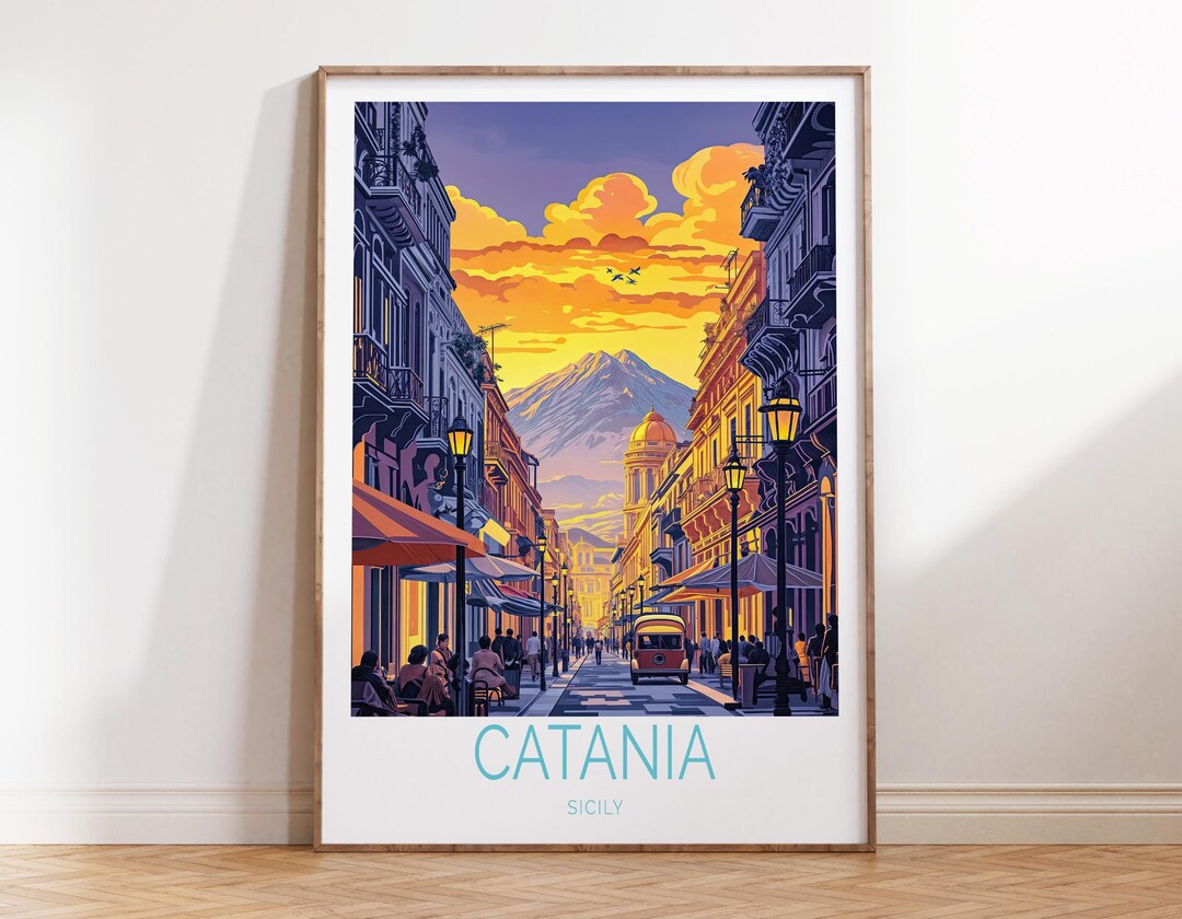 Catania Sicily Travel Poster, Sicily Travel Wall Art, Catania Print ...