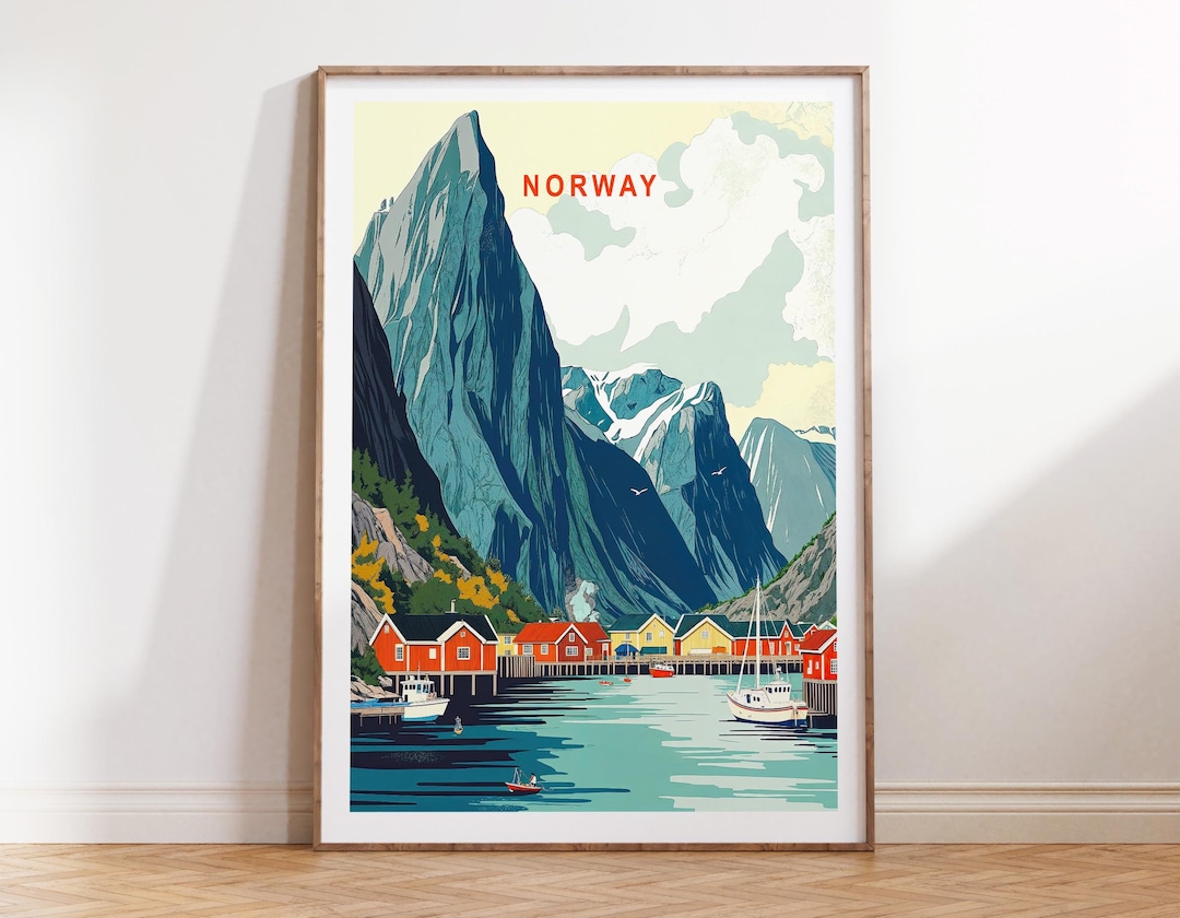 Norway Fjords Poster, Norway Scandinavia Travel Wall Art, Scandinavia ...