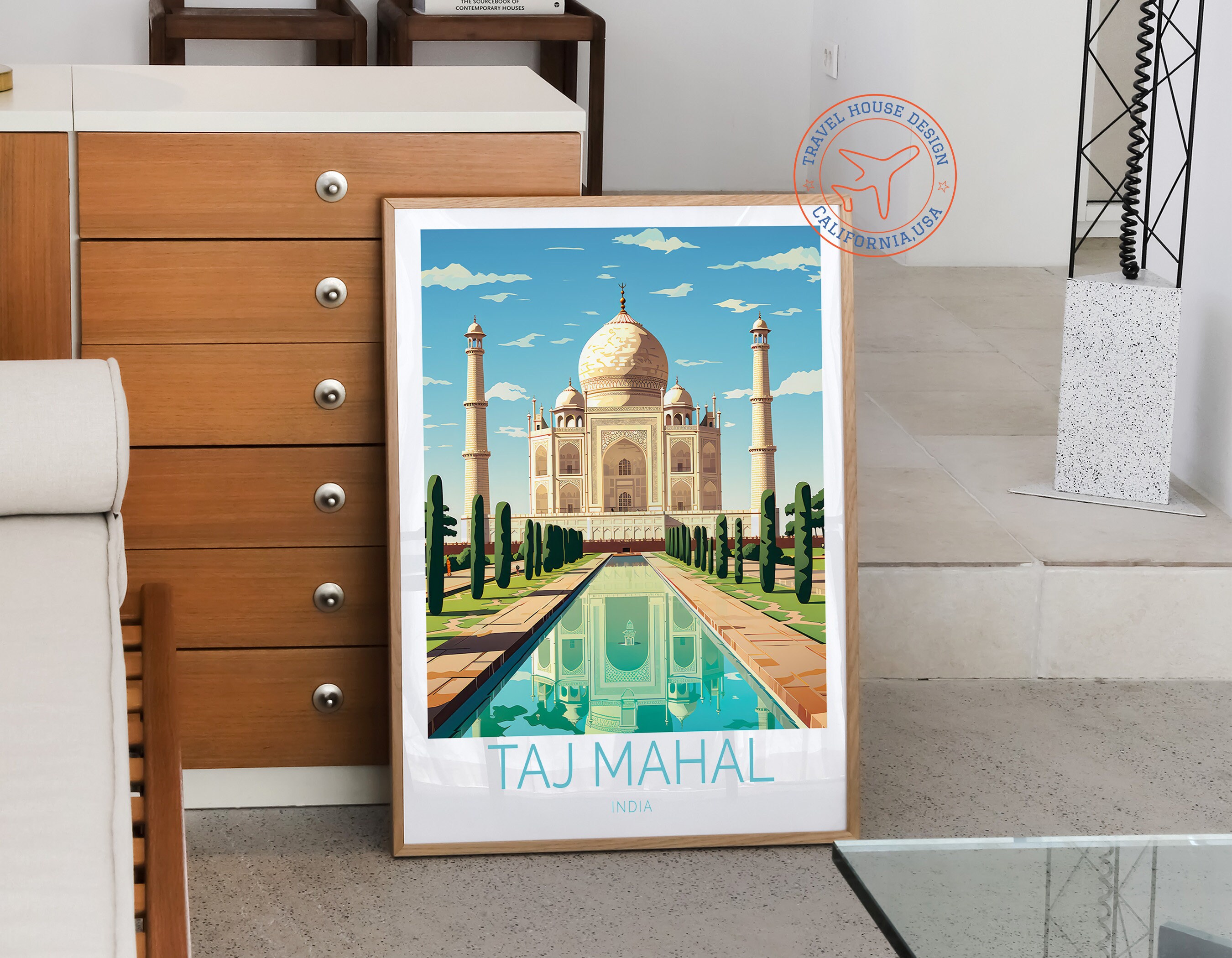Taj Mahal India Travel Poster, Taj Mahal India Travel Illustrations ...