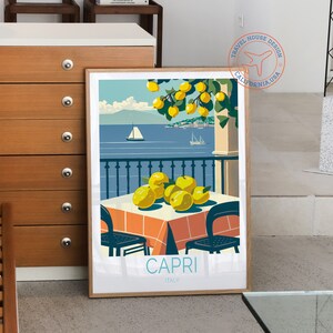 Capri Lemons Italy Travel Poster, Capri Coast Travel Wall Art, Italy ...