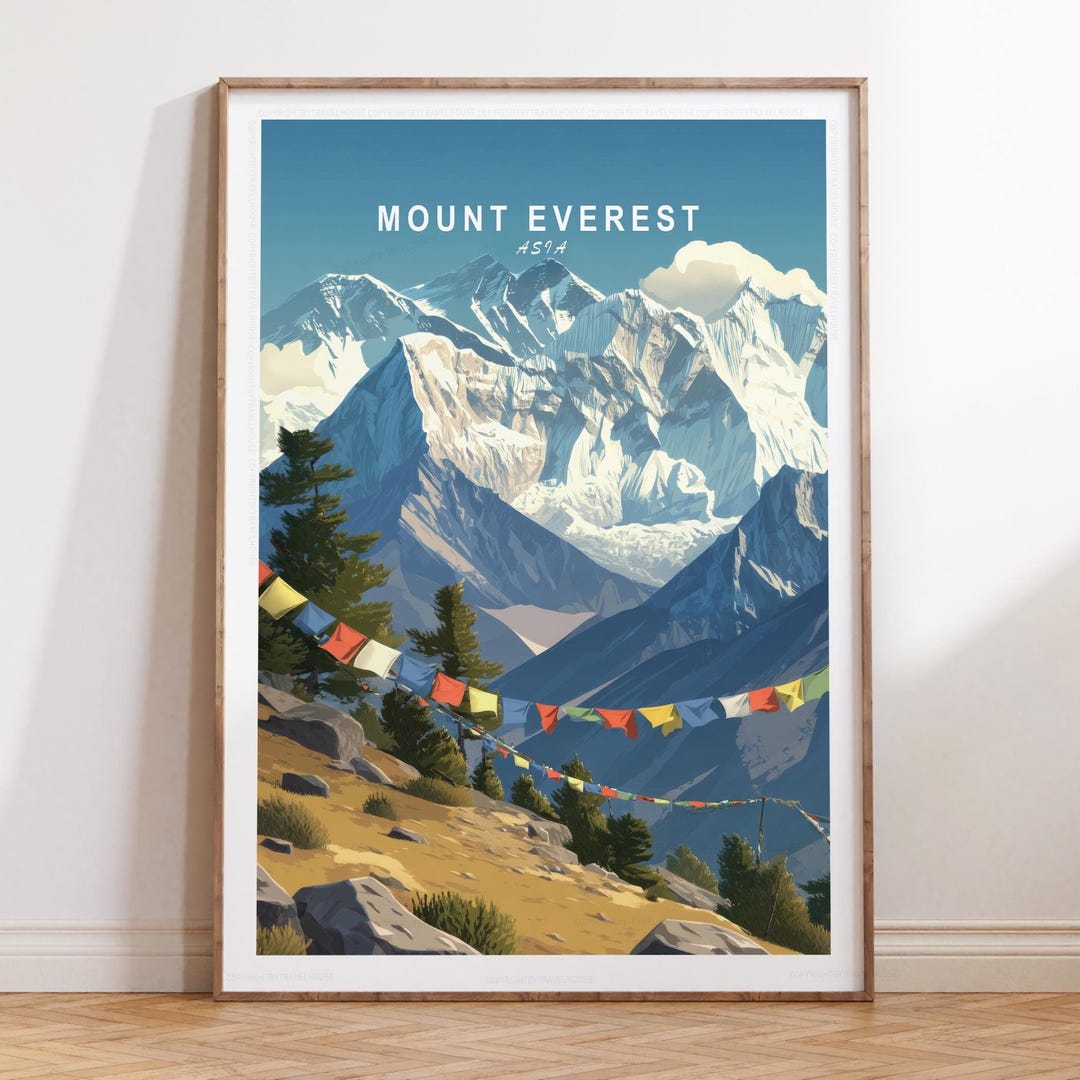 Mount Everest Travel Print -asia, Mount Everest Travel Poster, Asia ...