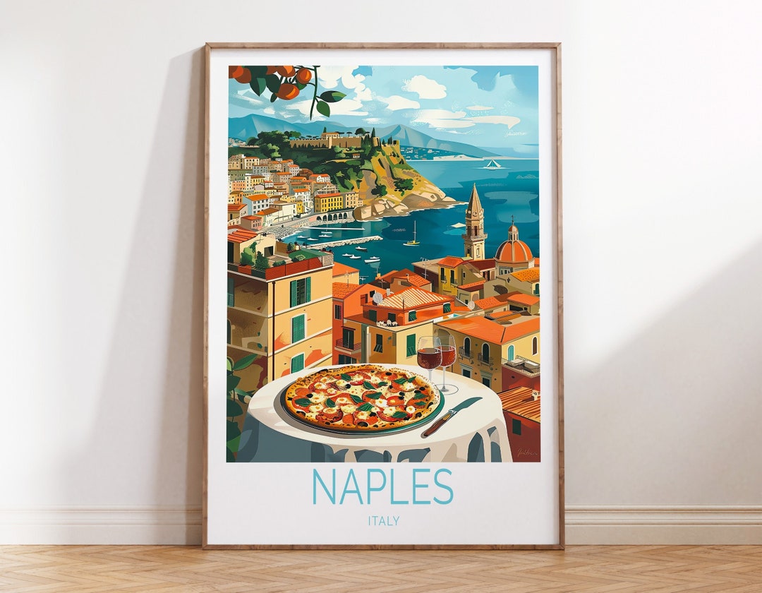 Naples Italy Travel Poster, Italy Travel Wall Art, Italy Naples Food ...