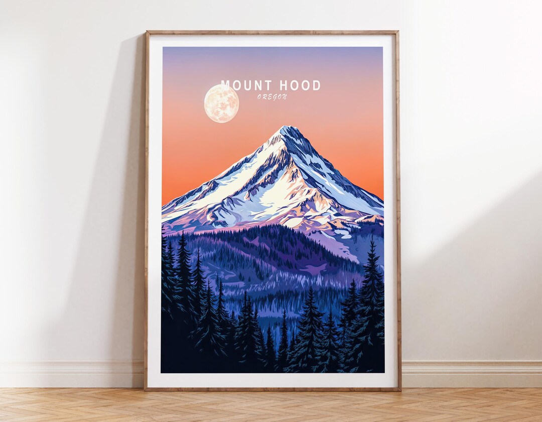 Mount Hood Poster, Cascade Oregon Travel Wall Art, Mount Hood Oregon ...