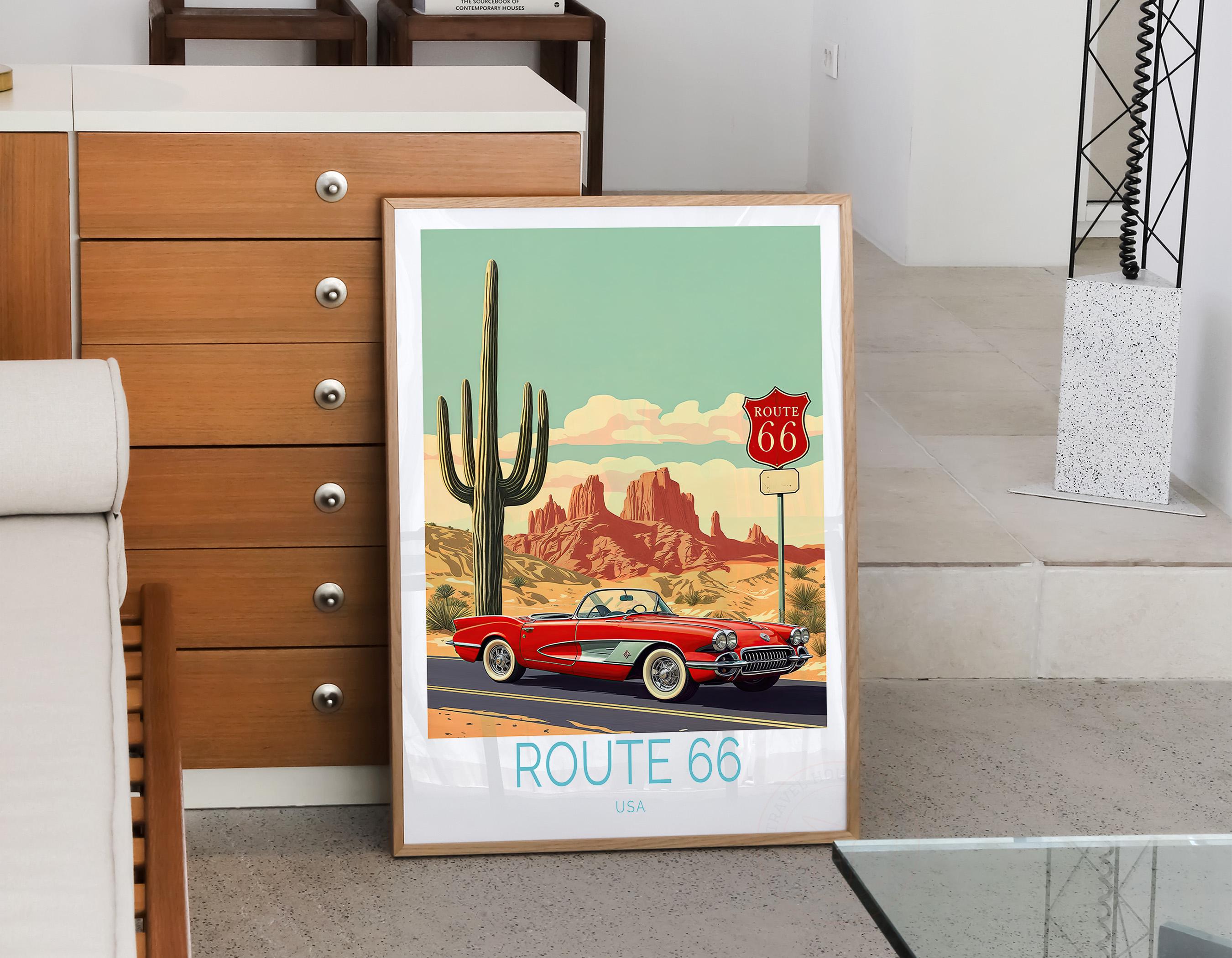 Route 66 USA Travel Poster, Main Street of America Print, Route 66 ...