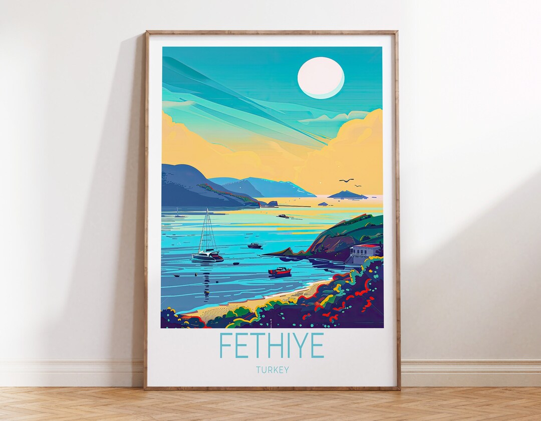Fethiye Travel Poster, Turkey City Print, Fethiye Turkey Wall Art ...
