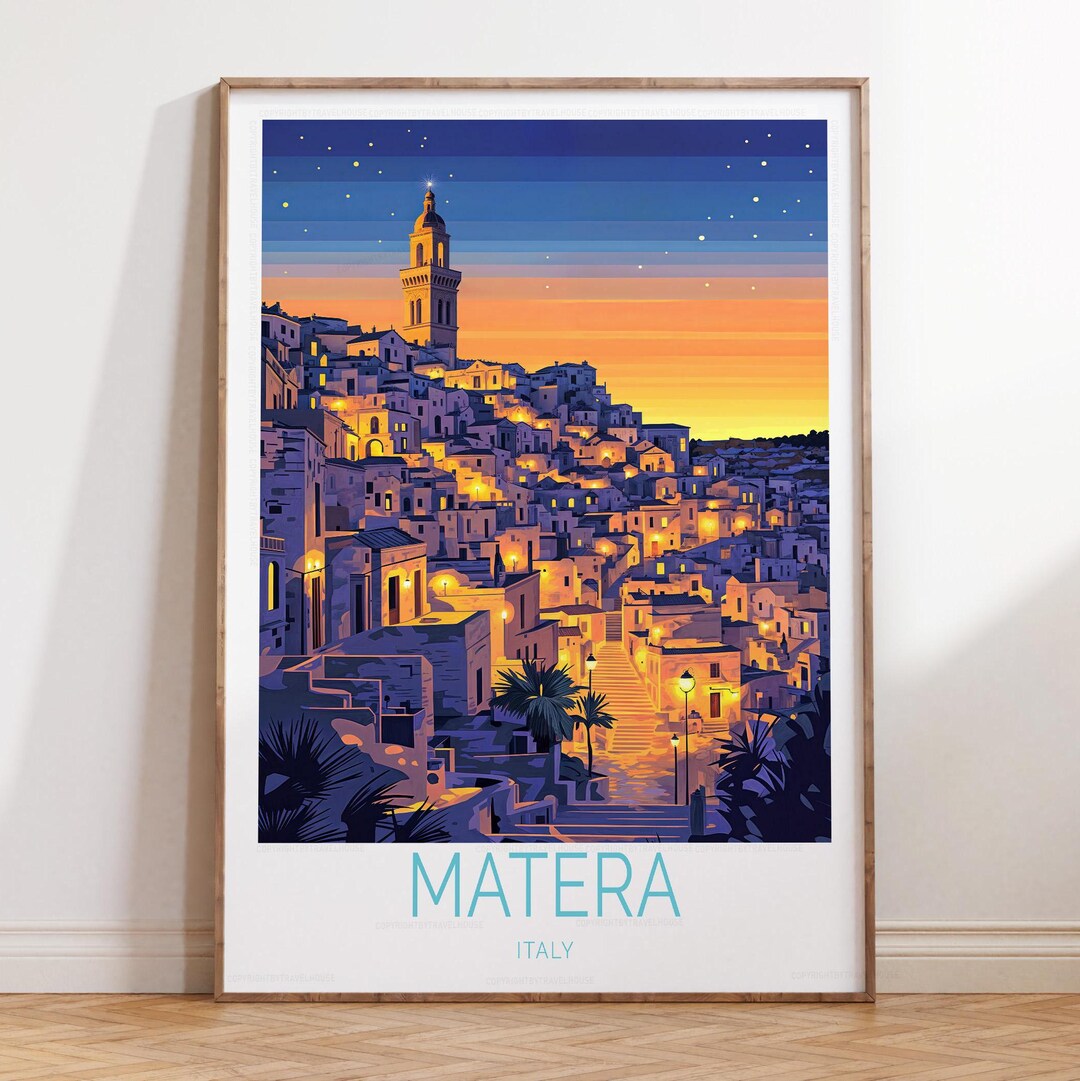 Matera Italy Travel Poster, Italy Wall Art Print, Matera Travel Print ...