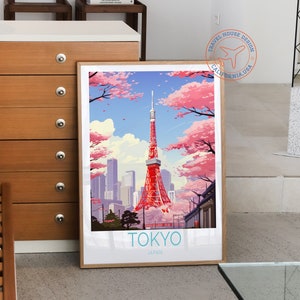 Tokyo Tower Japanese Travel Poster, Tokyo Japan Poster Wall Art, Tokyo ...