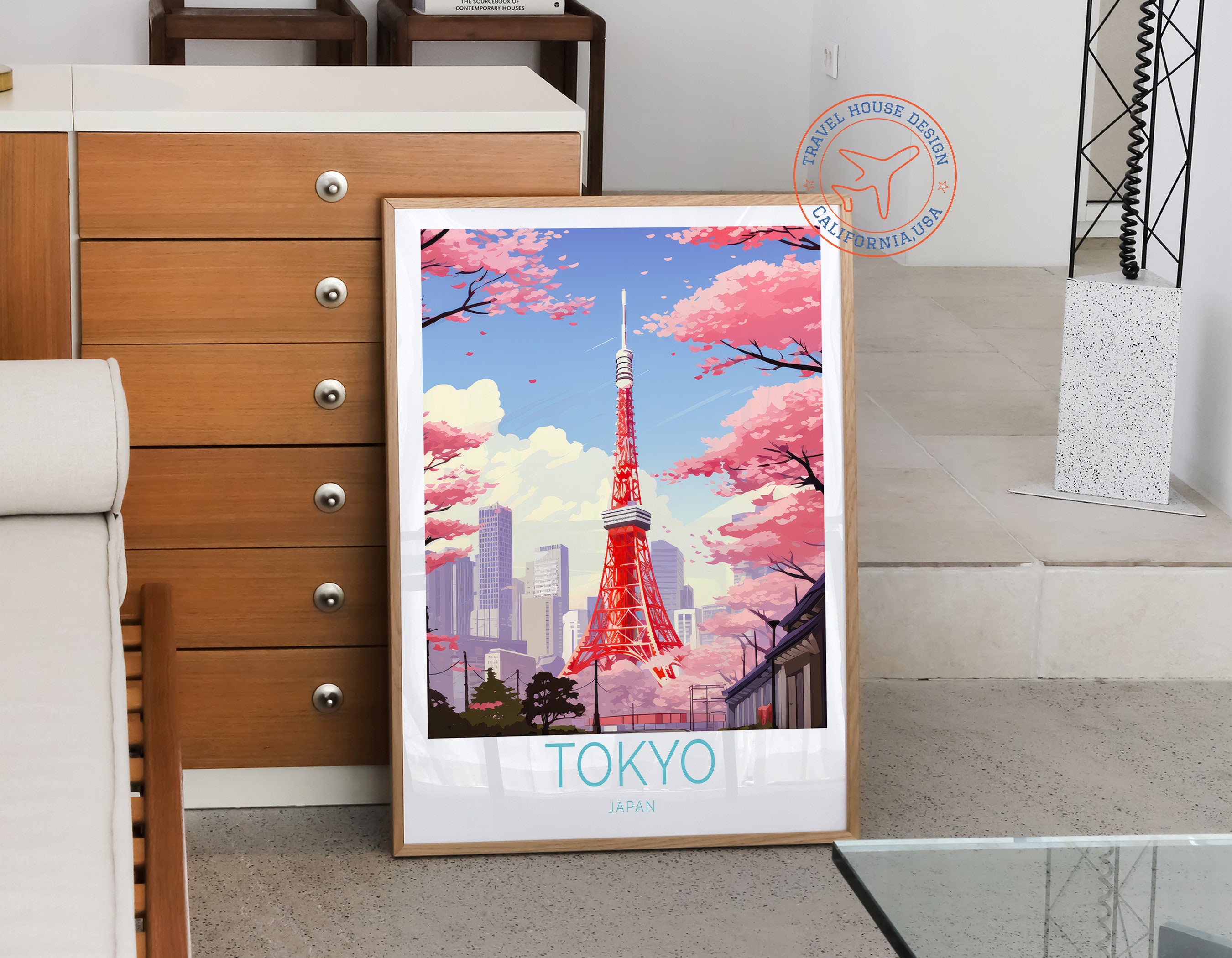 Tokyo Tower Japanese Travel Poster Tokyo Japan Poster Wall - Etsy
