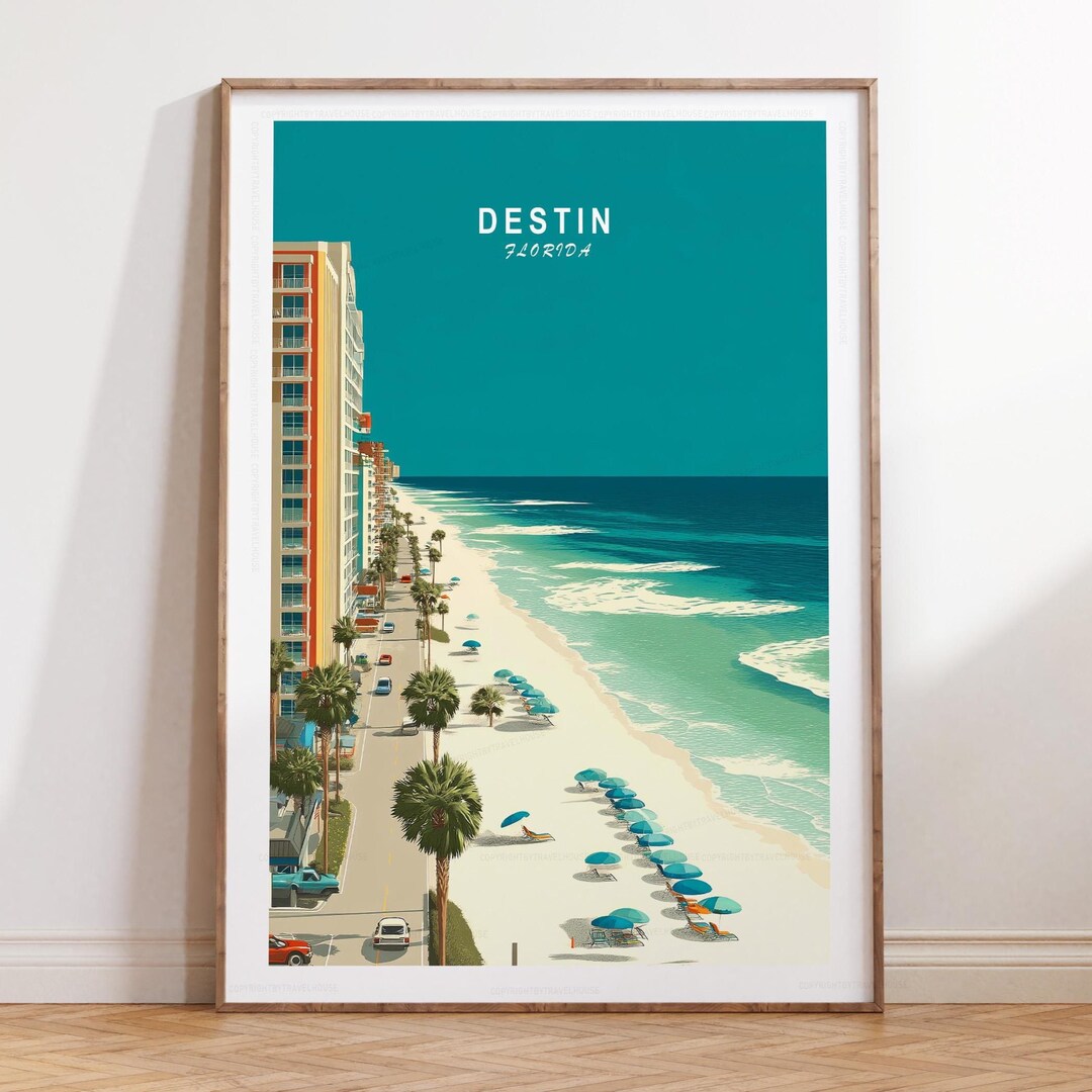 Destin Travel Poster, Destin Florida Travel Wall Art, Florida Travel ...