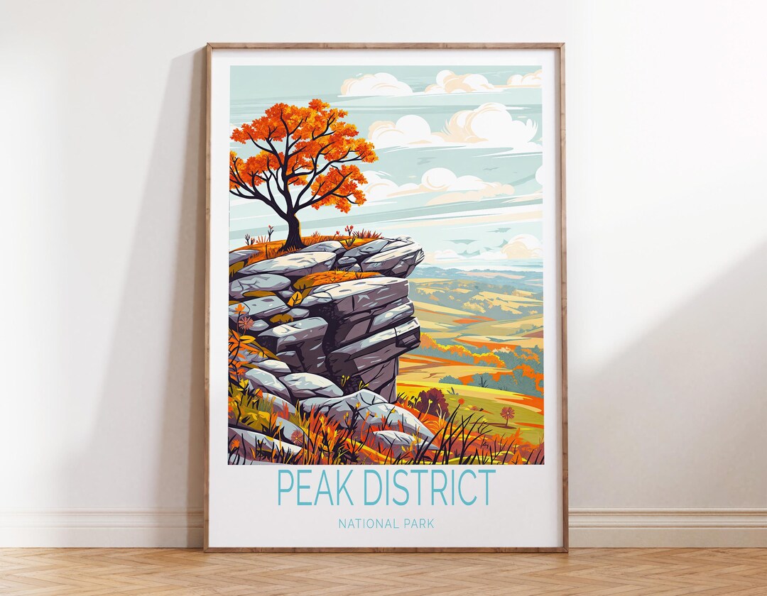 Peak District Poster, Peak District National Park Travel Wall Art ...