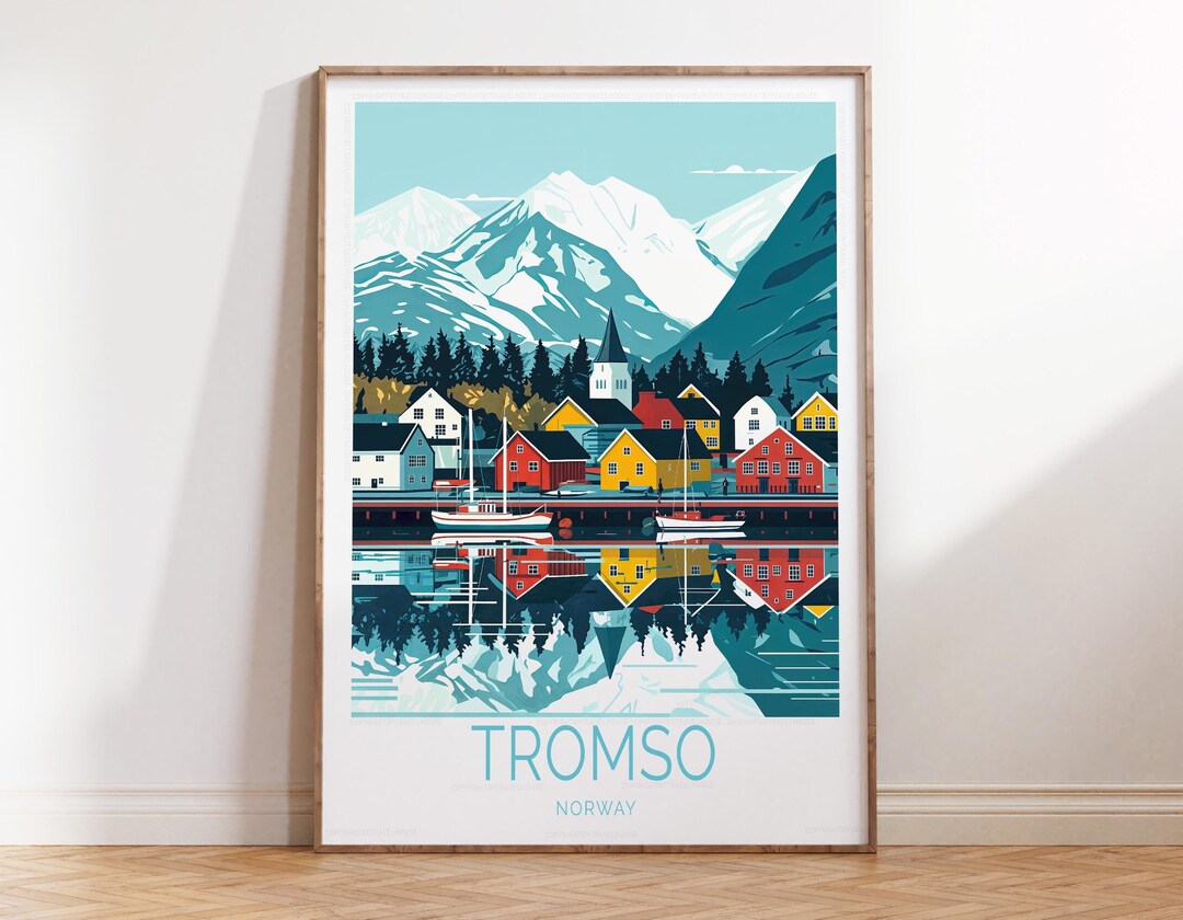 Tromso Norway Travel Poster, Arctic Region Wall Art Print, Tromso ...