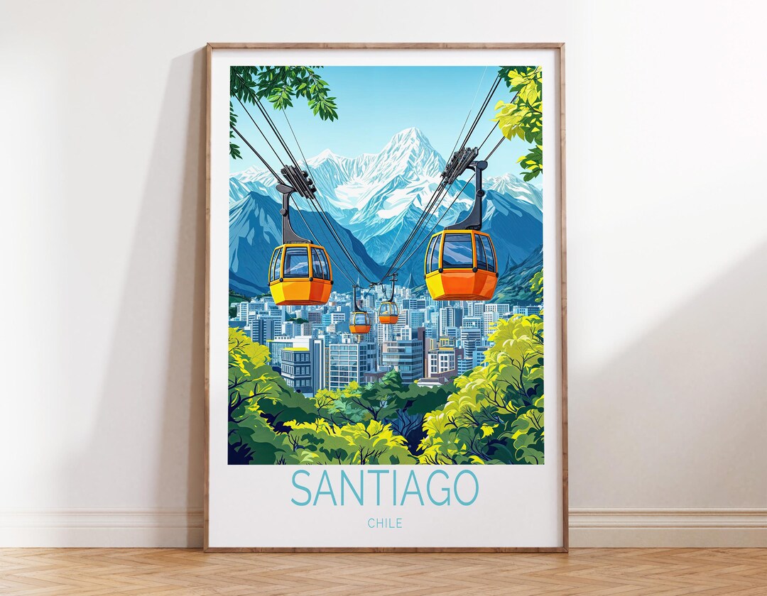 Santiago Chile Travel Poster, Santiago City Wall Art, Chile Travel ...