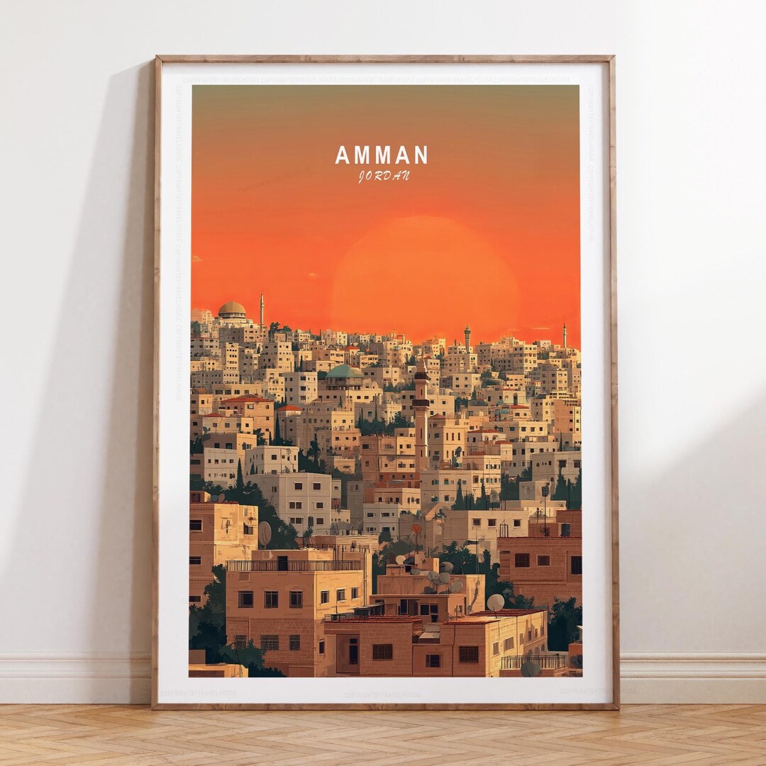 Amman Travel Poster, Amman Jordan Travel Print, Jordan Travel Wall Art ...
