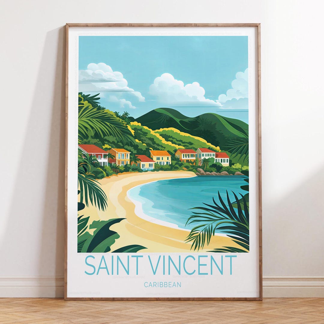Saint Vincent Caribbean Travel Print, Caribbean Travel Poster, Saint ...