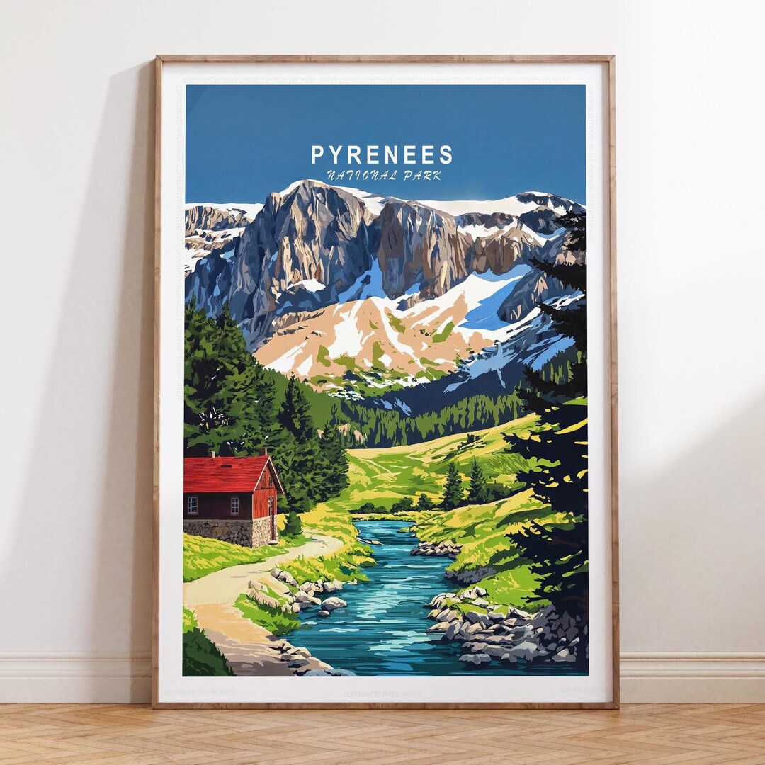Pyrenees National Park Travel Poster, National Park Wall Art Print ...
