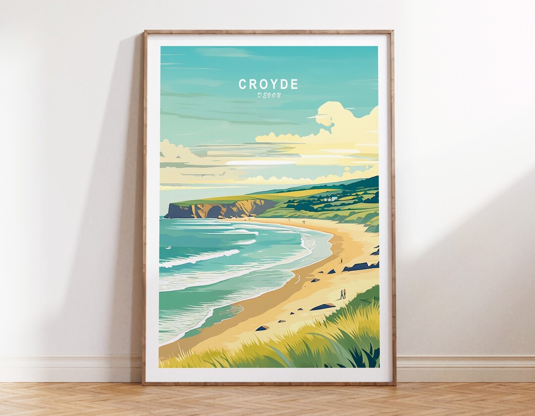 Croyde Devon Custom Travel Poster, Devon England Travel Wall Art ...