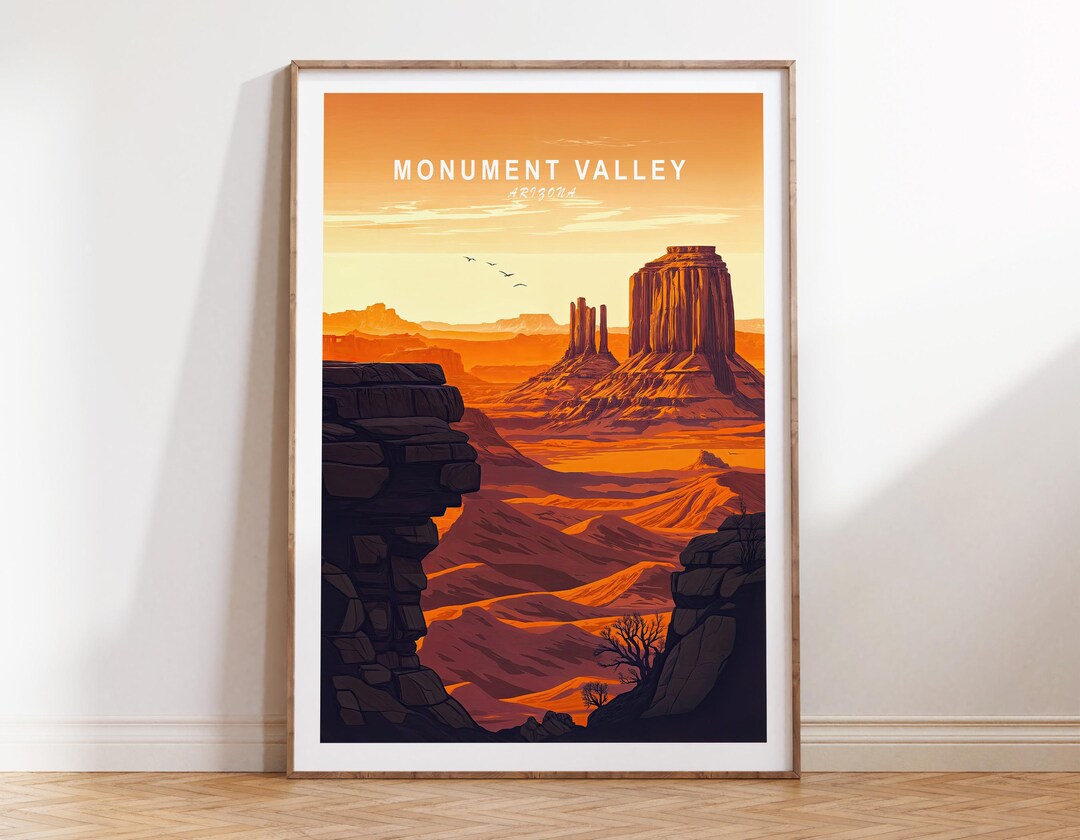Monument Valley Travel Poster, Monument Valley Arizona Wall Art ...