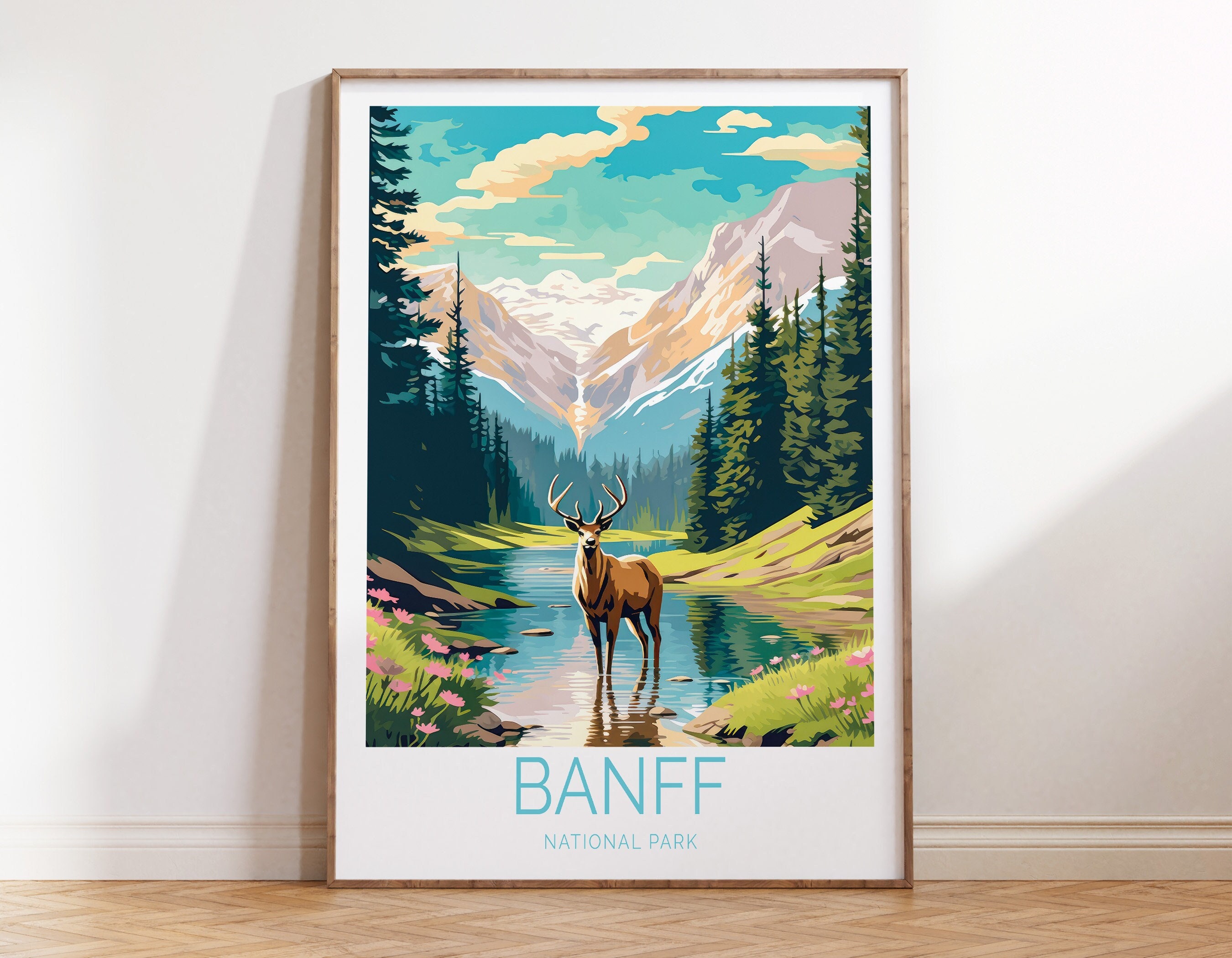 Banff National Park Travel Poster, Banff Canada Poster, Banff National Park Travel Wall Art ...