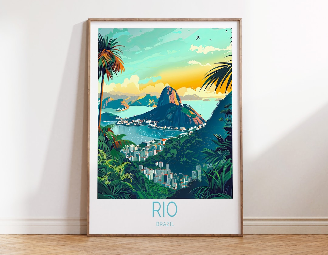 Rio Travel Poster, Rio Brazil Travel Wall Art, Rio Coast Print, Rio ...