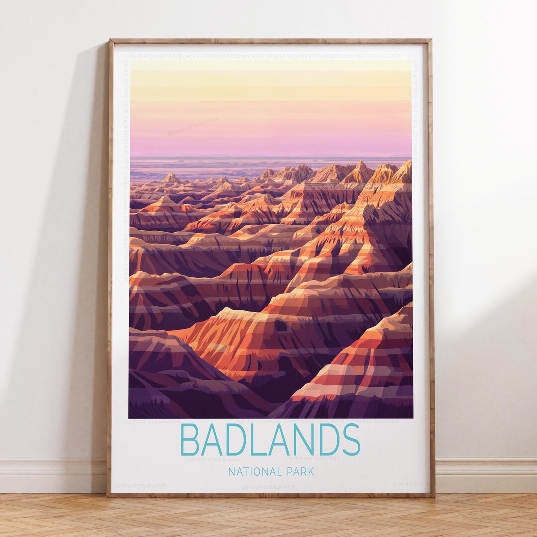 Badlands National Park Travel Print, Badlands Travel Poster, National ...